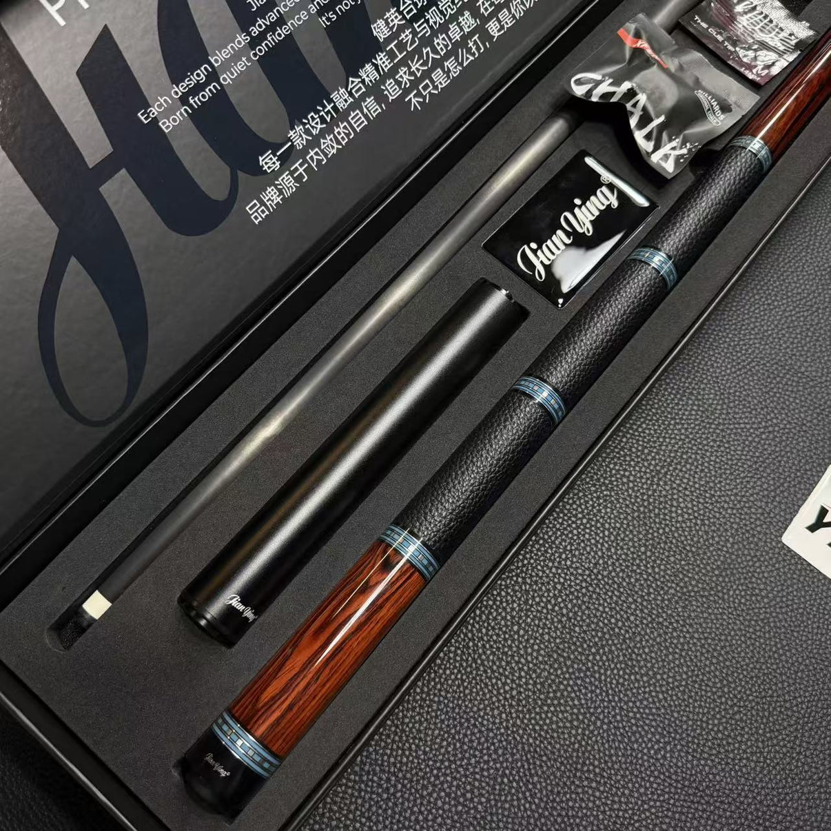 JIAN YING Billiard Pool Cue - Red Brown Wood Grain & Black Finish ...